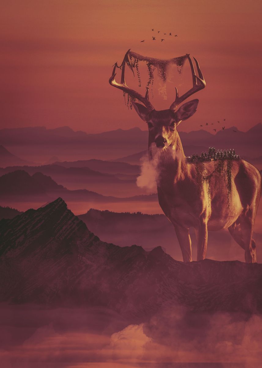 'Lost deer ' Poster, picture, metal print, paint by ...