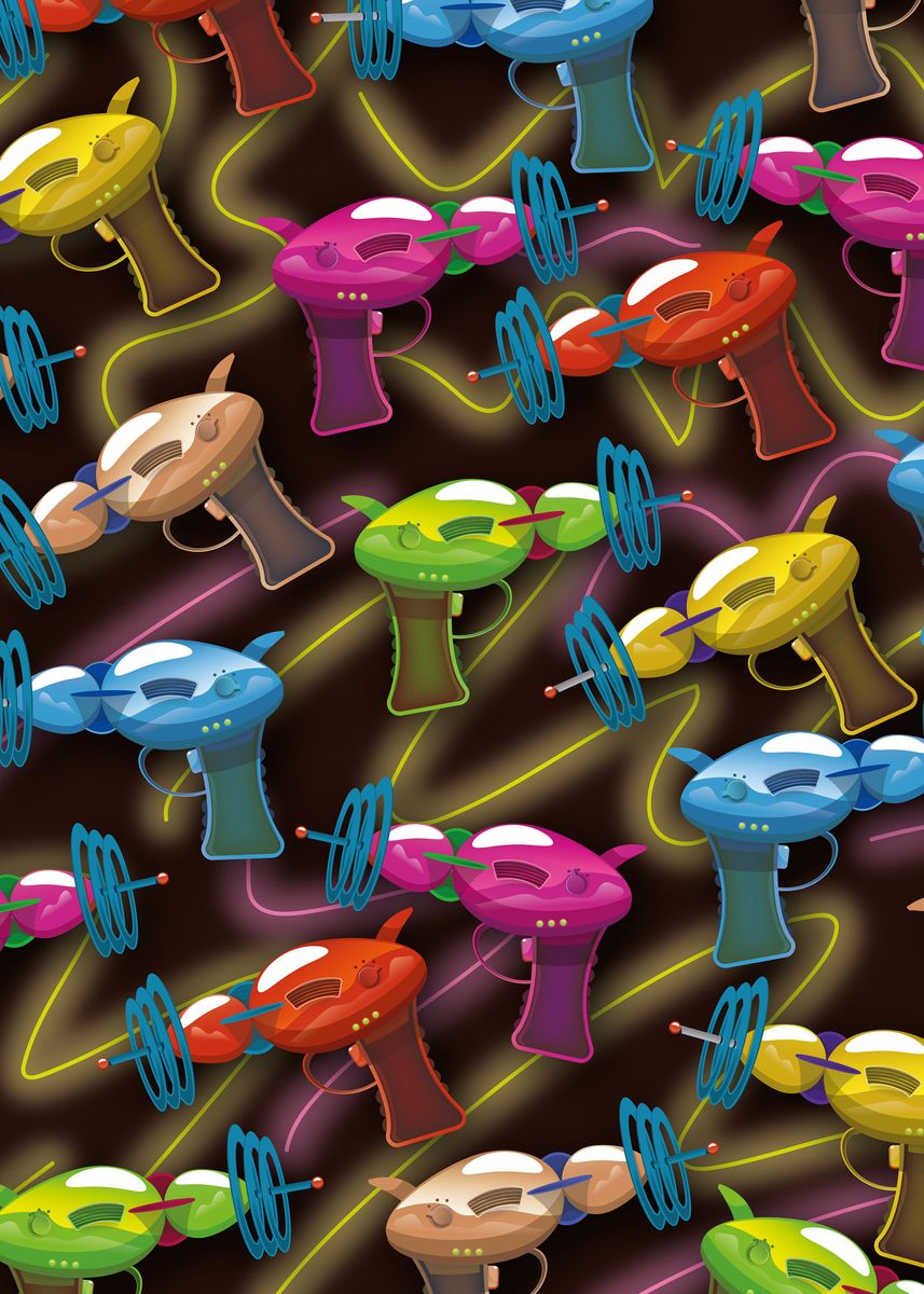 'Ray guns' Poster, picture, metal print, paint by David Green | Displate