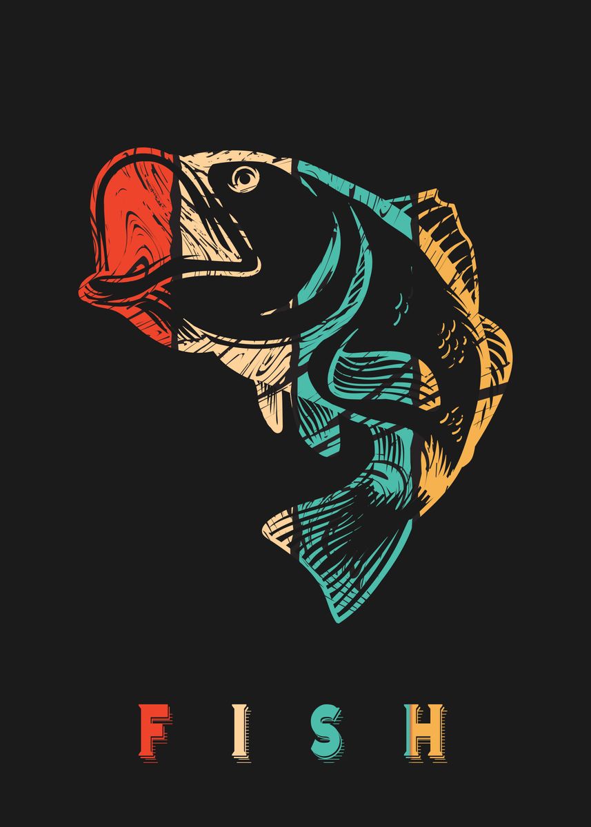 'Fish ' Poster, picture, metal print, paint by Donna | Displate