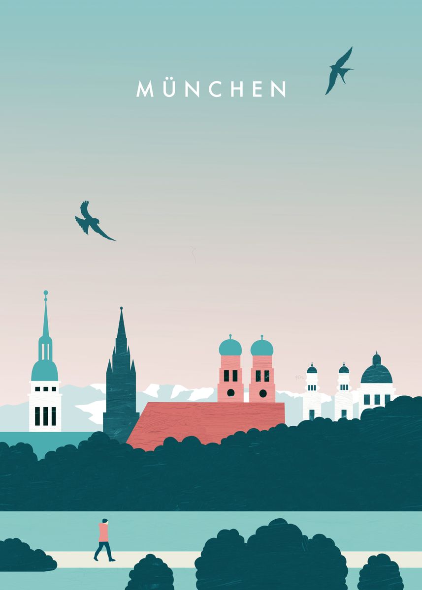 'Munich' Poster, picture, metal print, paint by Katinka Reinke | Displate