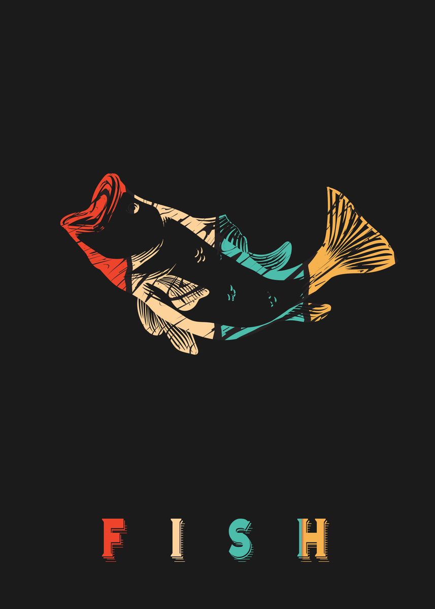 'Fish ' Poster, picture, metal print, paint by Donna | Displate