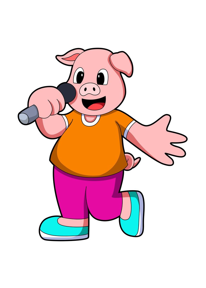 'Pig Music Singer' Poster, picture, metal print, paint by Markus ...