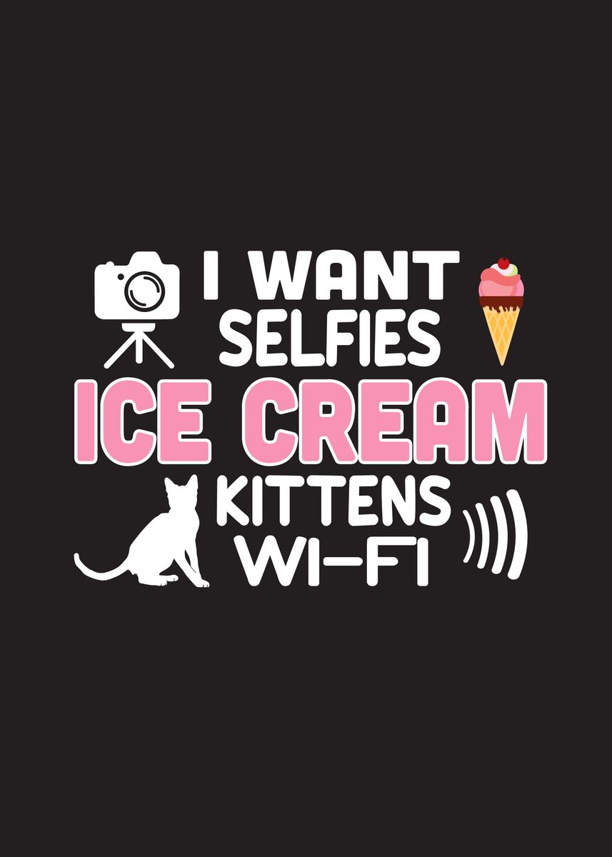 'Wants Ice Cream' Poster, picture, metal print, paint by Beone Digital ...