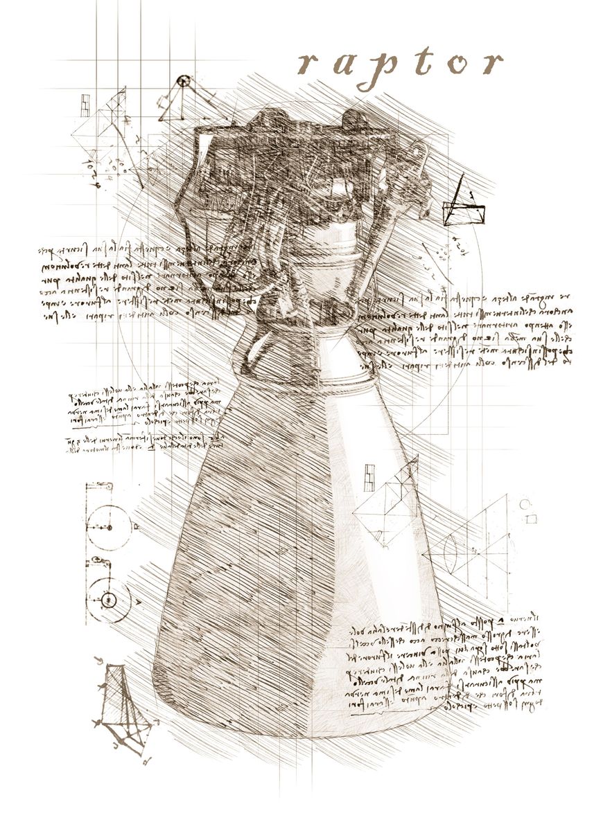 'SpaceX Raptor Engine' Poster, picture, metal print, paint by Olivier ...