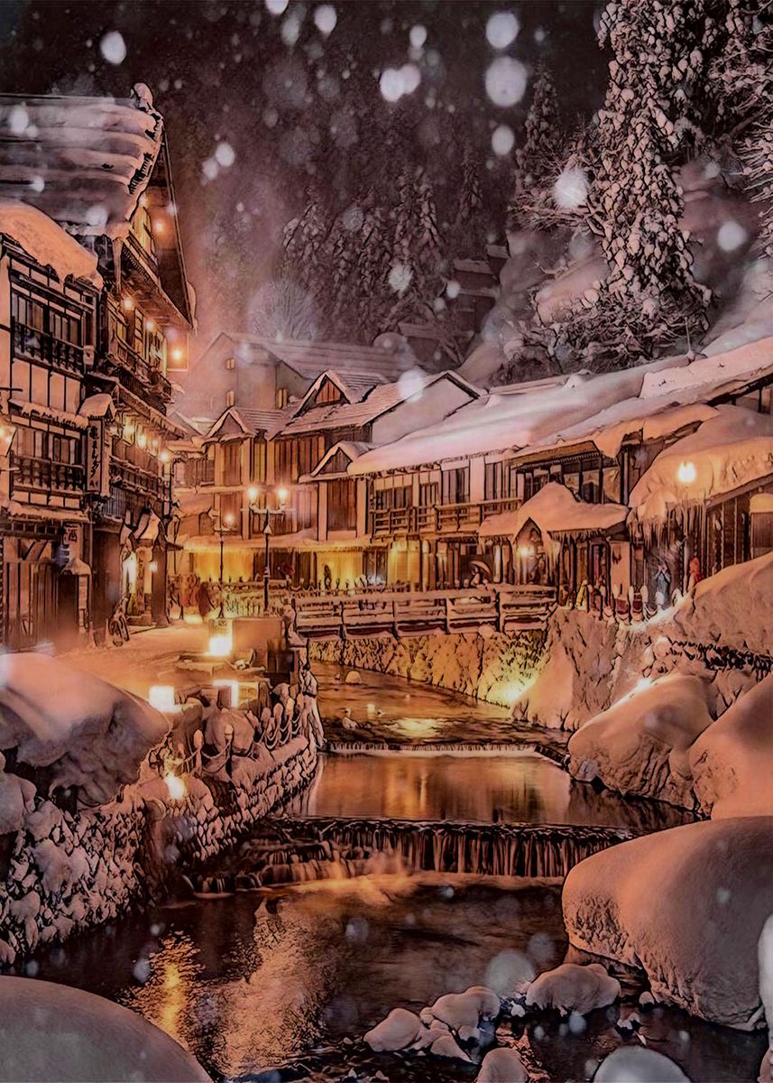 'Ginzan Onsen' Poster, picture, metal print, paint by Marco Schmidbauer ...
