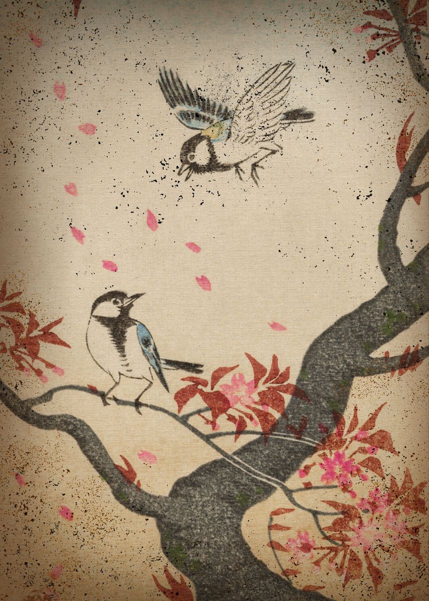 'Sumi E birds ' Poster, picture, metal print, paint by Brenda Wren ...