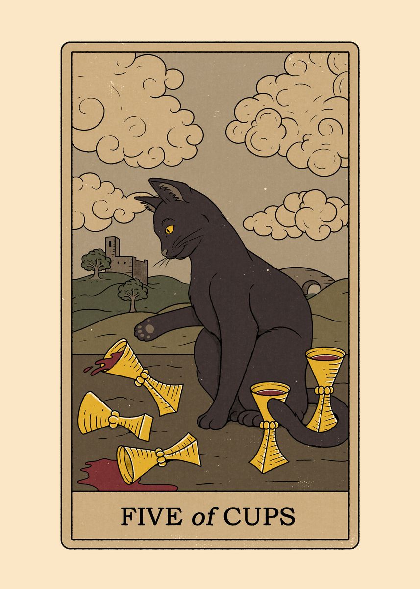 'Five of Cups' Poster, picture, metal print, paint by Thiago Corrêa ...
