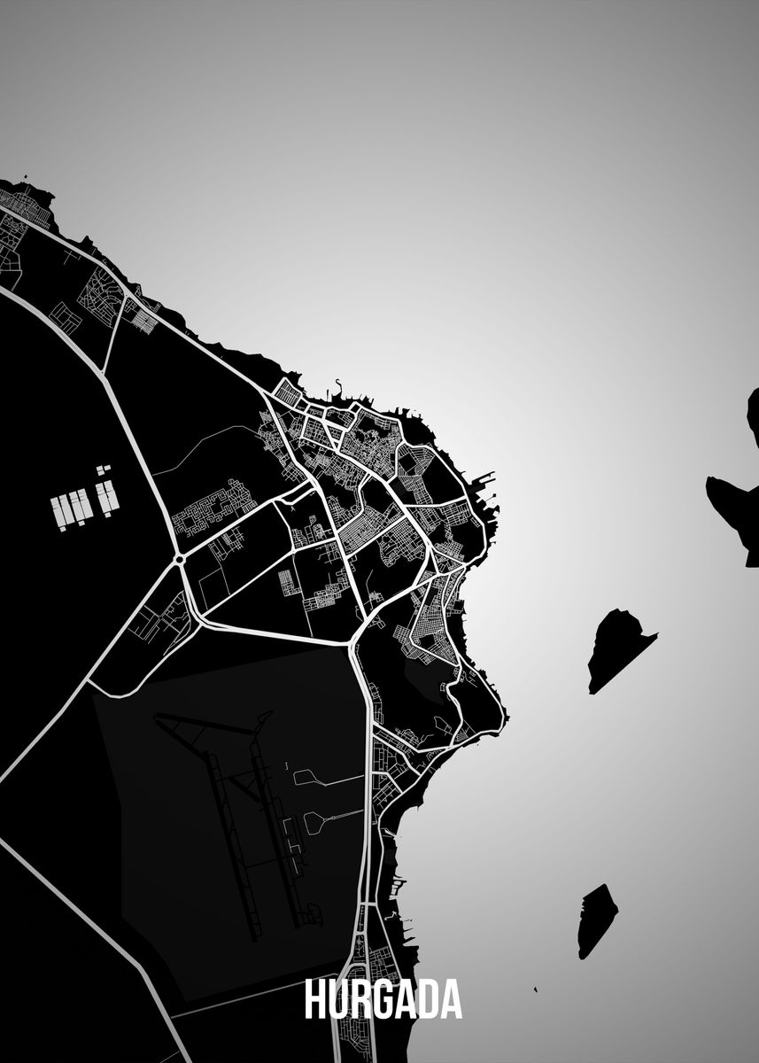 'Hurgada dark map' Poster by Stefano Lunghi | Displate