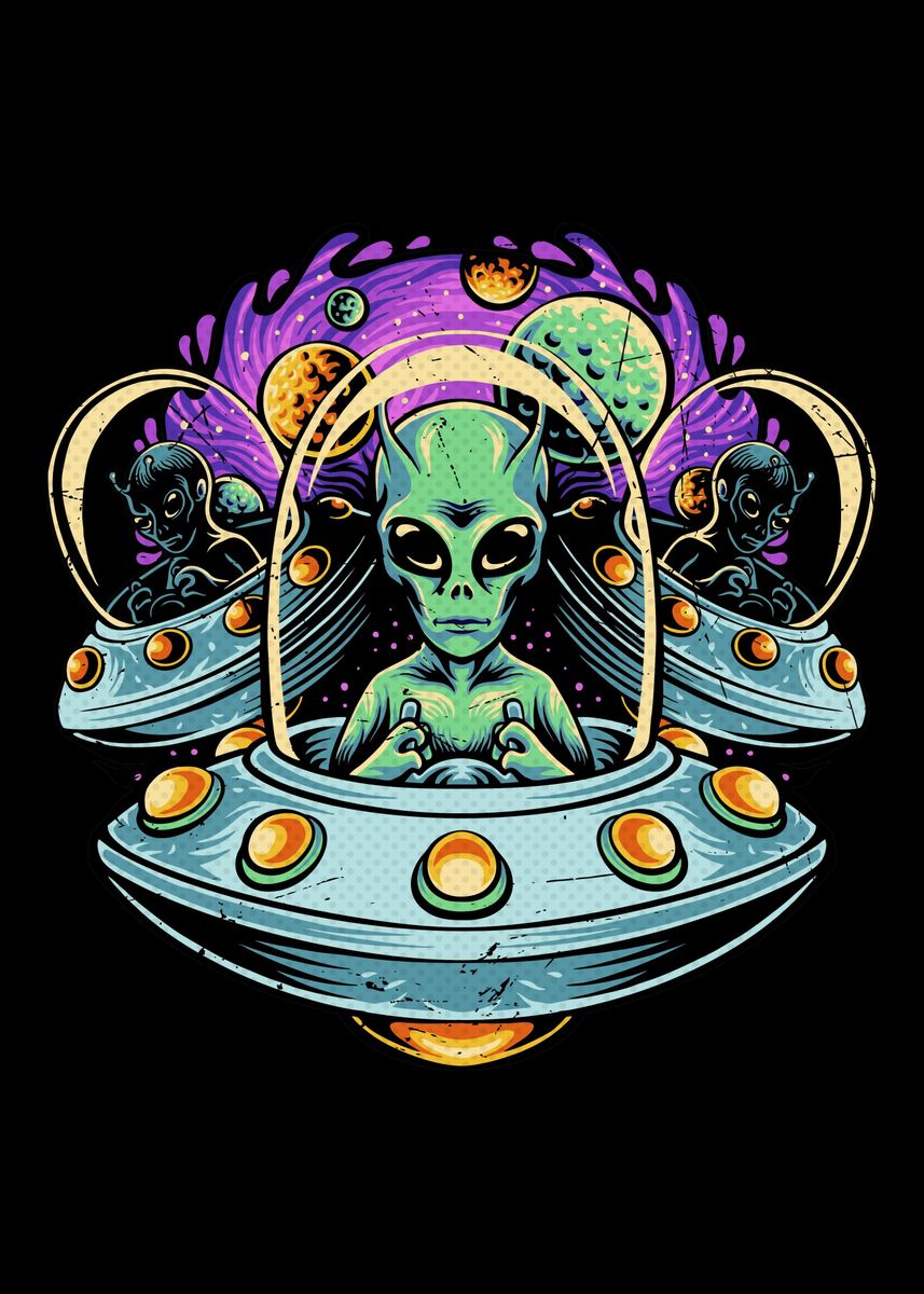 'Alien Invasion' Poster, picture, metal print, paint by John DonJoe ...