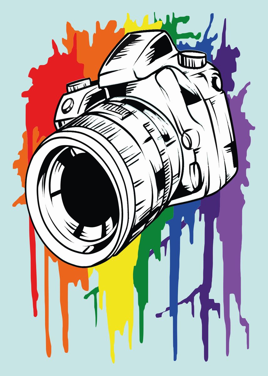 'Rainbow Camera Design' Poster, picture, metal print, paint by ...
