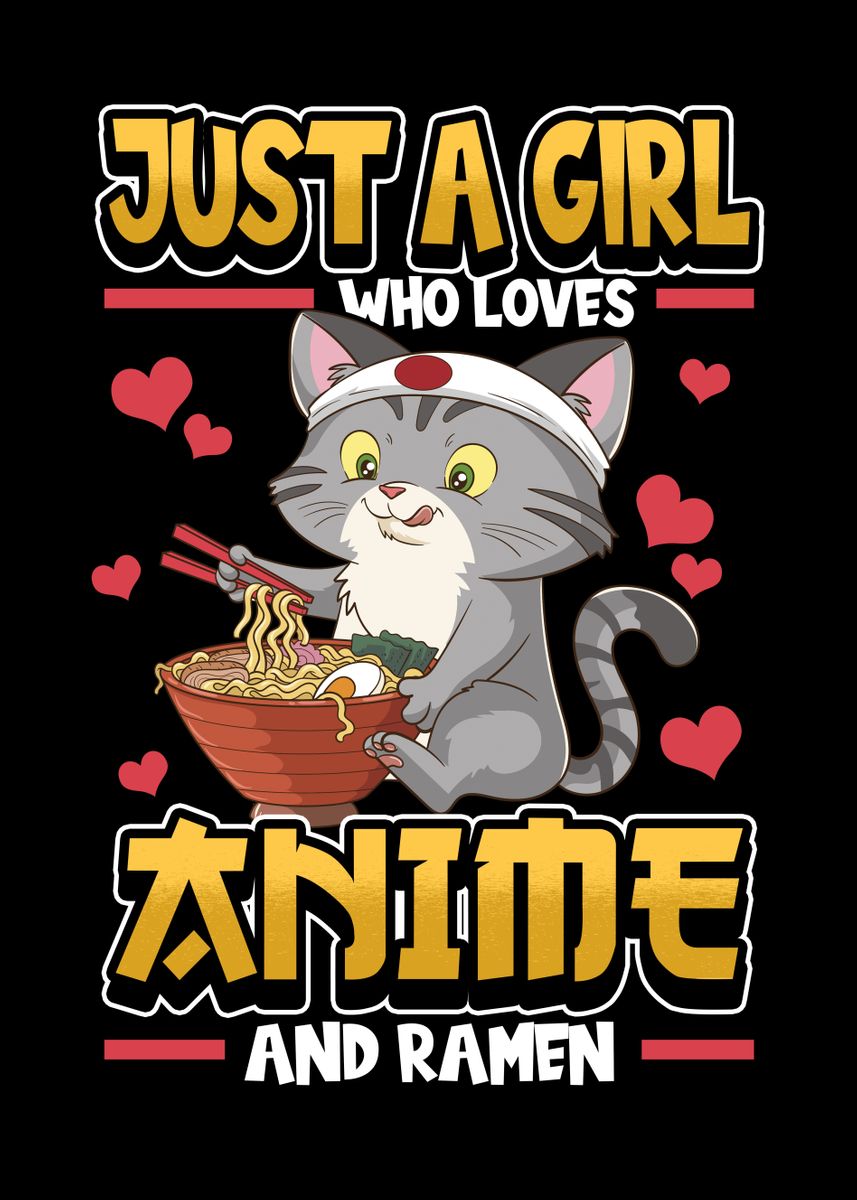 'Ramen Cat Japan Noodle' Poster, picture, metal print, paint by PxL ...