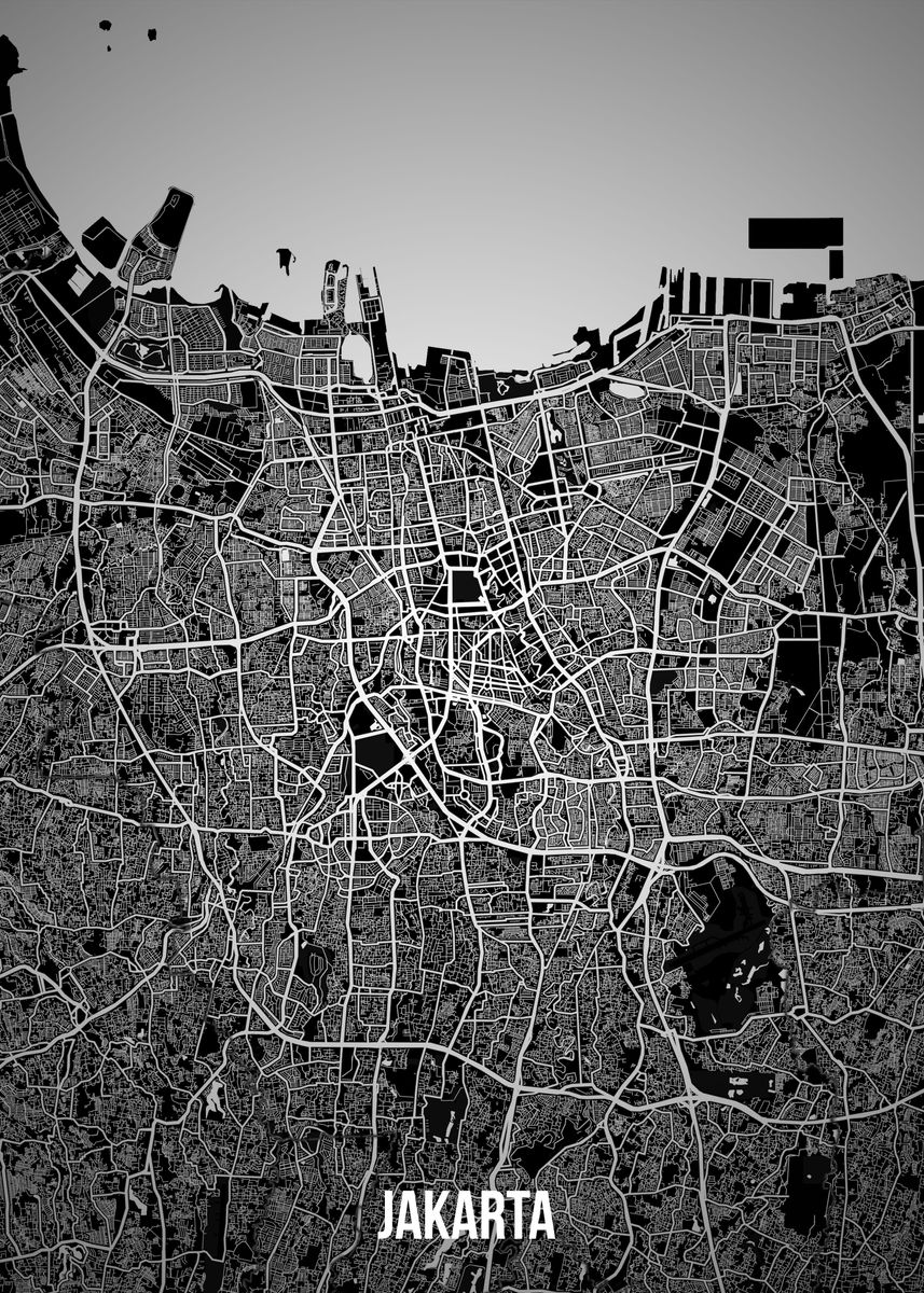 'Jakarta dark map' Poster, picture, metal print, paint by LUNGHISTE ...