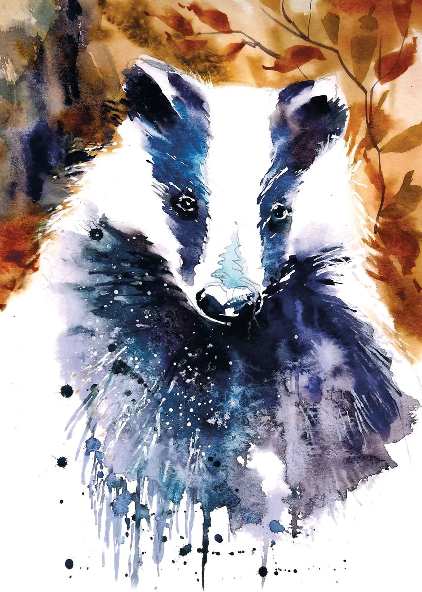 'Badger in Autumn' Poster by Emma Parrish | Displate