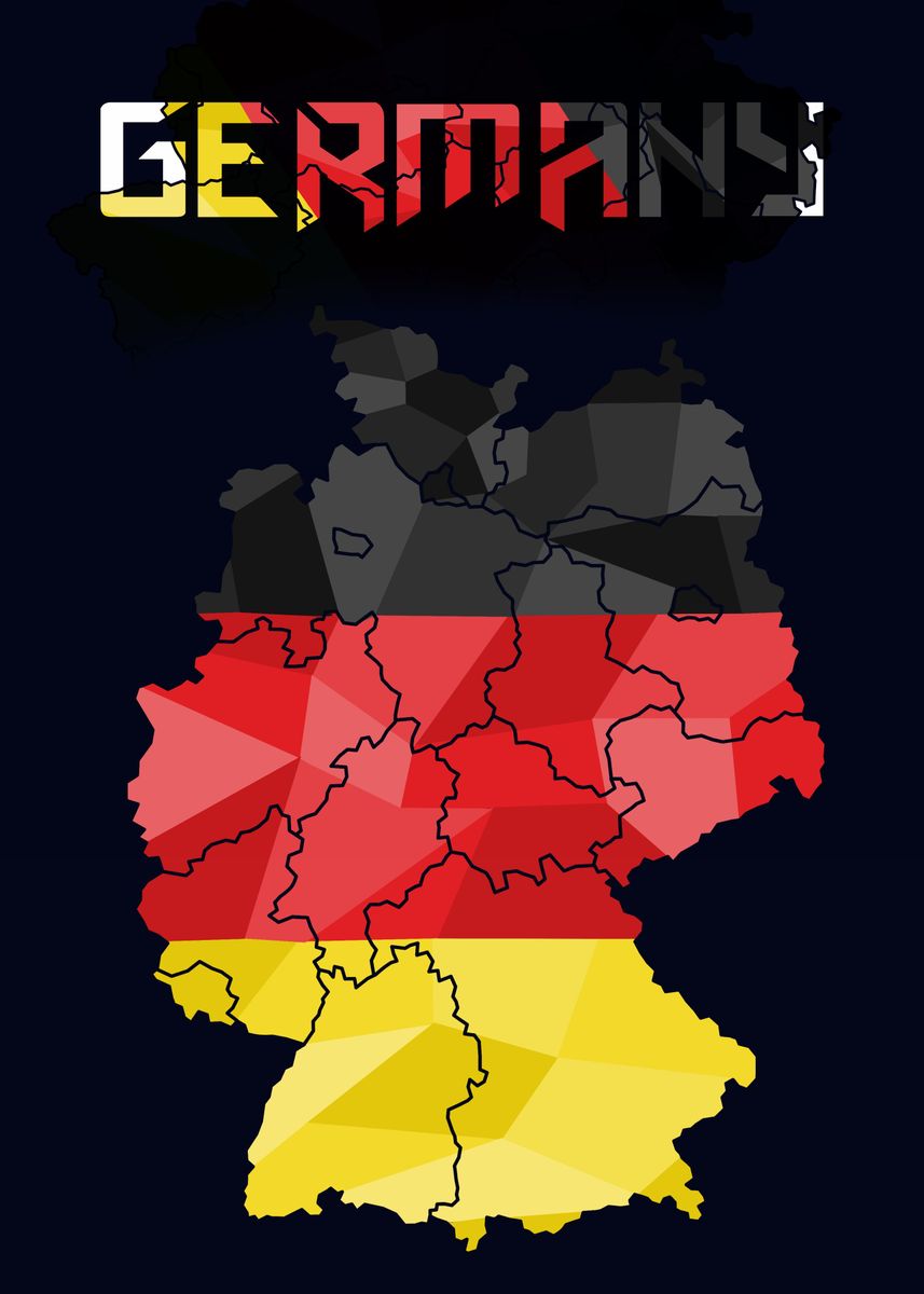'maps germany central' Poster, picture, metal print, paint by Mshel ...
