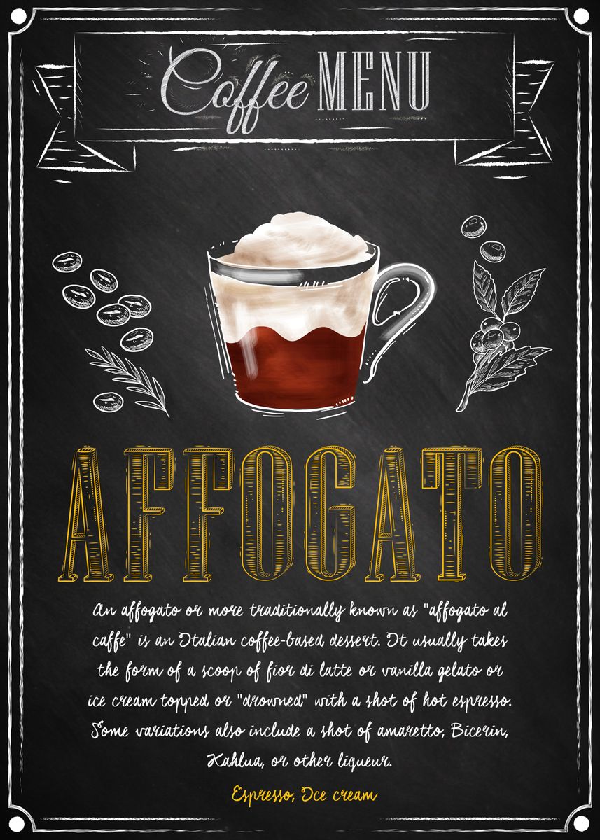 'Coffee Affogato Ice Cream' Poster, picture, metal print, paint by ...