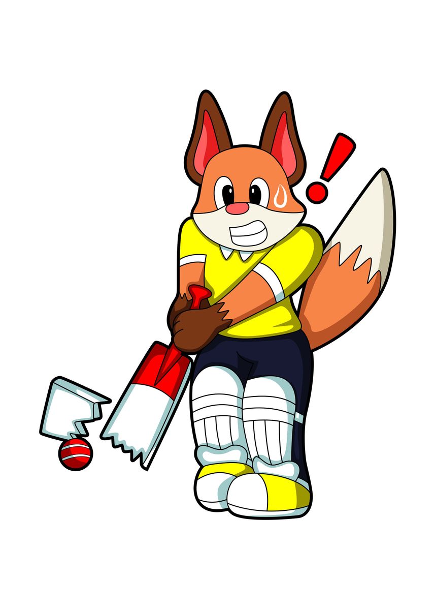 'Fox Cricket player Sports' Poster, picture, metal print, paint by ...