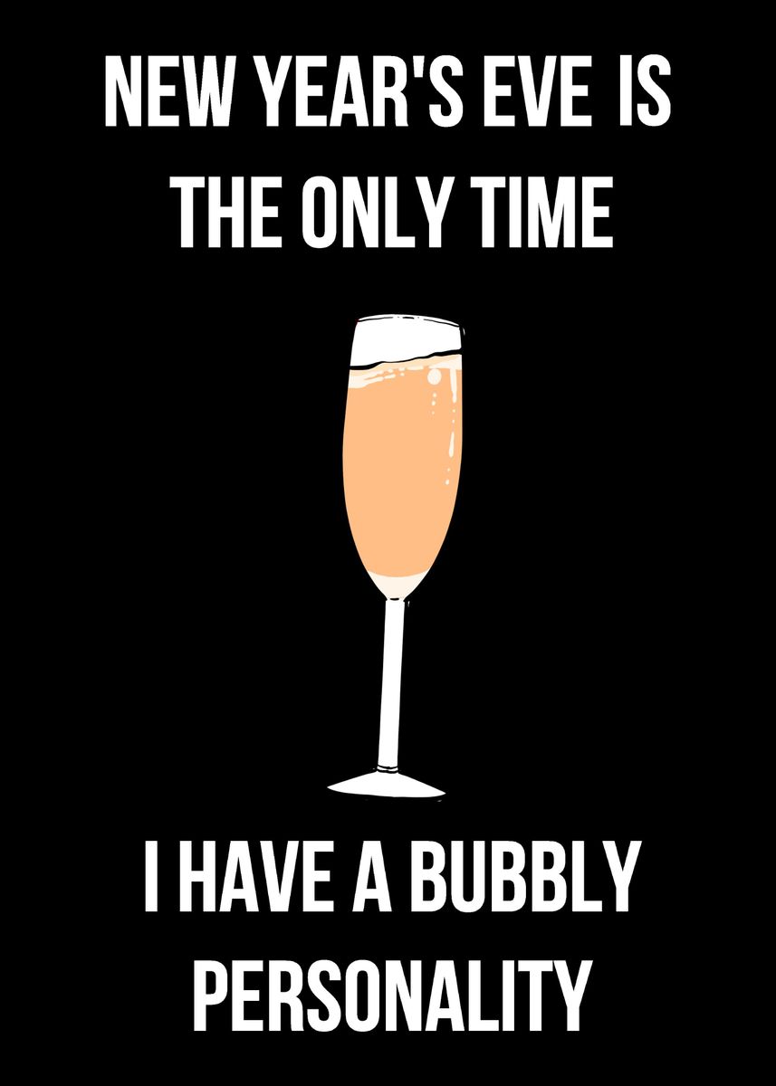 'Champagne Pun Bubbly and M' Poster, picture, metal print, paint by ...