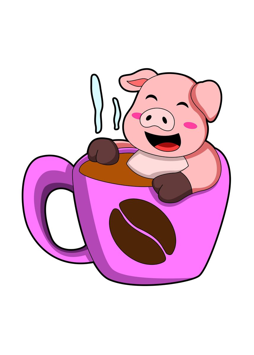 'Pig Cup of Coffee' Poster by Markus Schnabel | Displate
