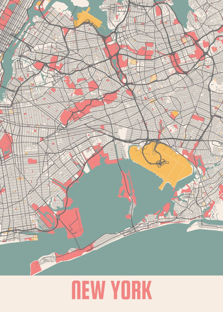 'New York Chalk Map' Poster by Tien Stencil | Displate