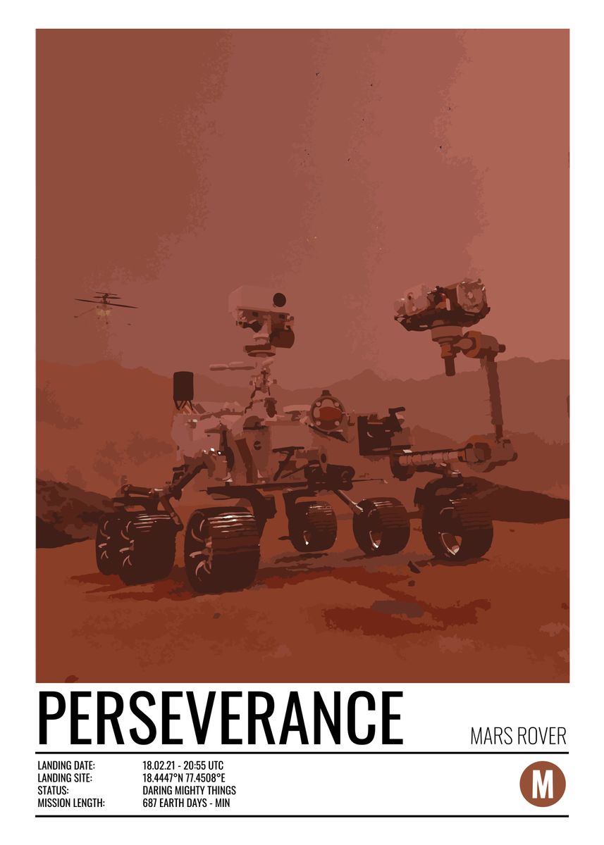 'Perseverance Mars Rover' Poster, picture, metal print, paint by ...