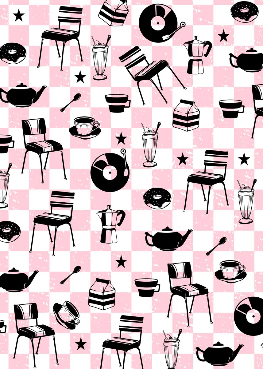'American Diner Pattern' Poster, picture, metal print, paint by mailbox ...