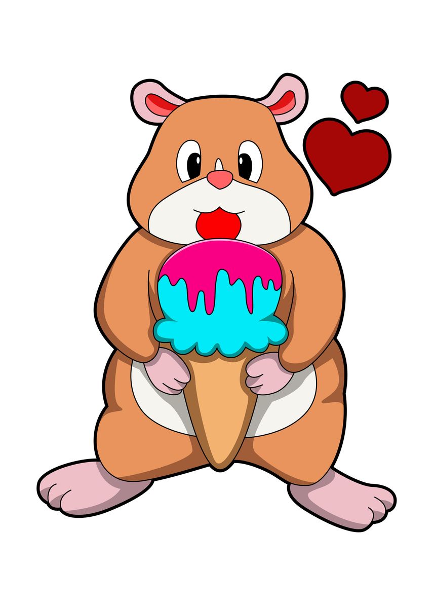 'Hamster Ice cream Love' Poster, picture, metal print, paint by Markus ...