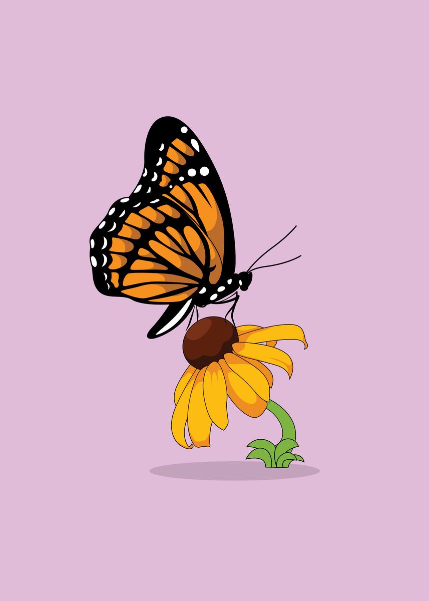 'cute butterfly' Poster, picture, metal print, paint by HeighPAW | Displate