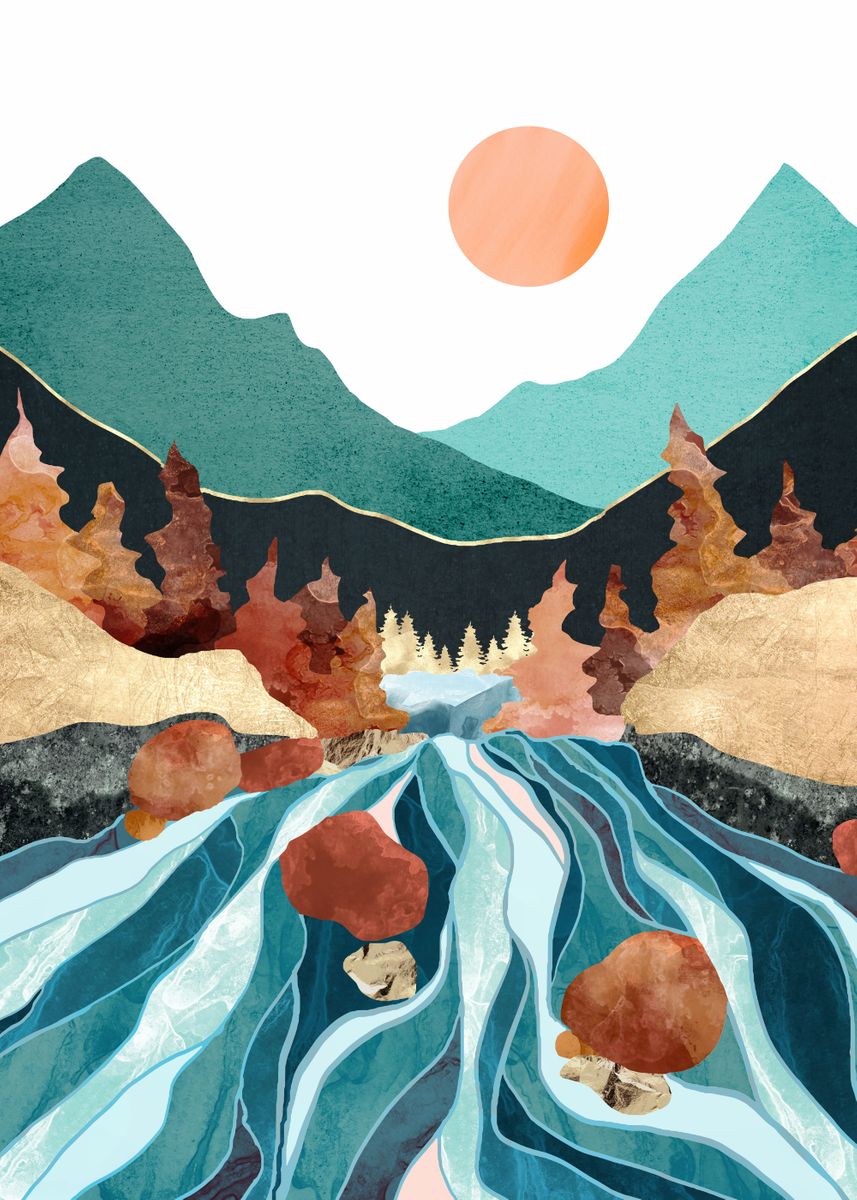 'Blue River' Poster, picture, metal print, paint by SpaceFrog Designs ...