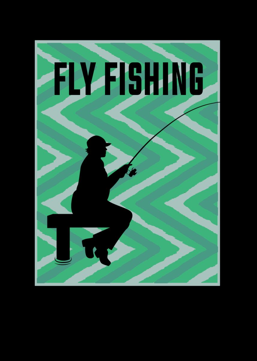 'Fly Fishing Retro' Poster, picture, metal print, paint by Shiva121 ...