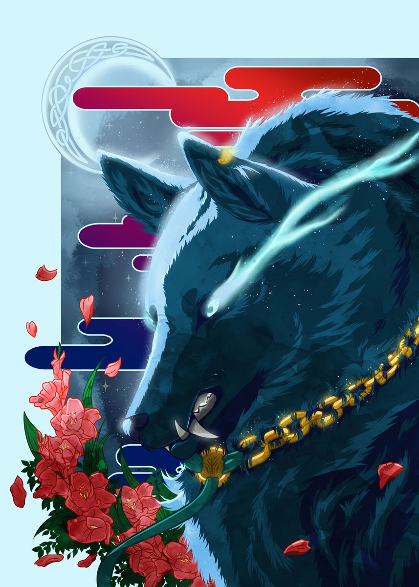 'Fenrir' Poster, picture, metal print, paint by ReiYArt | Displate