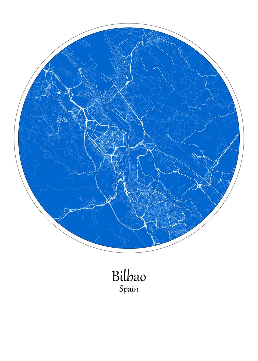 'Bilbao City Map Spain' Poster, picture, metal print, paint by Gigi Bgm ...