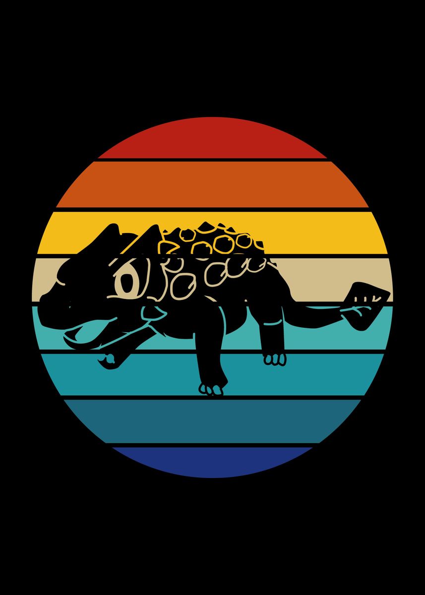 'Ankylosaurus Retro' Poster, picture, metal print, paint by FunnyGifts ...