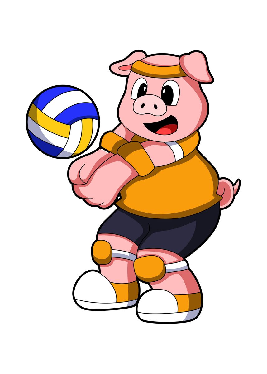 'Pig Volleyball Sports' Poster, picture, metal print, paint by Markus ...