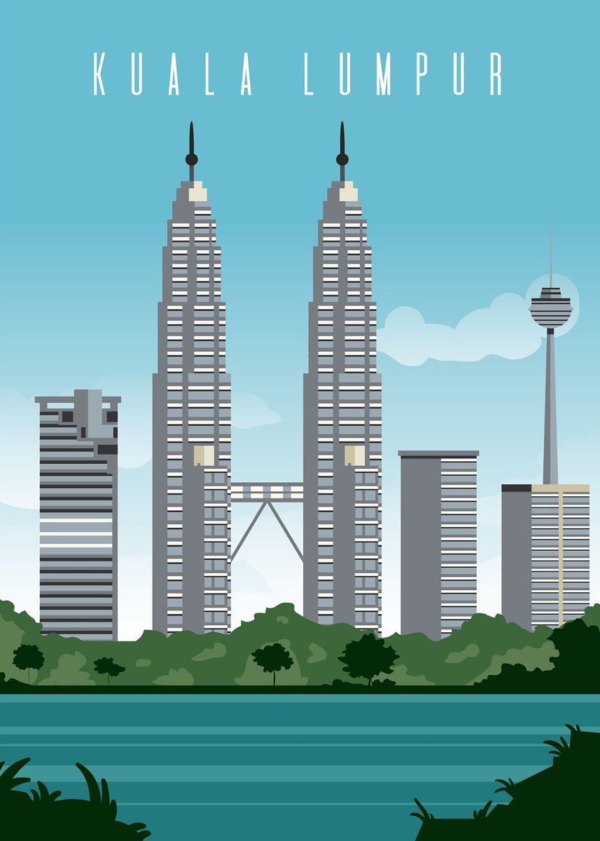 'Kuala Lumpur city' Poster, picture, metal print, paint by Designersen ...