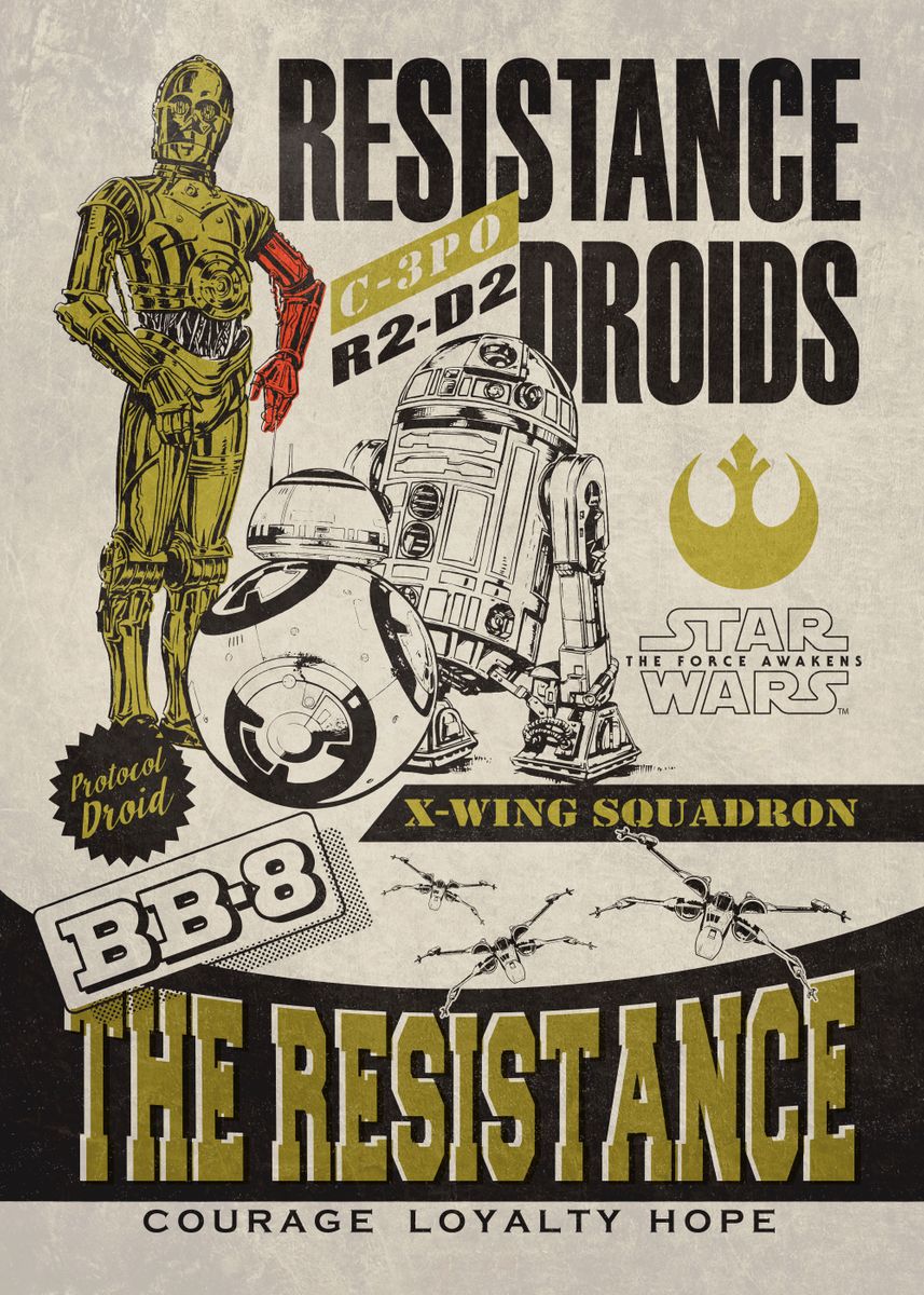 'Resistance Droids' Poster, picture, metal print, paint by Star Wars ...