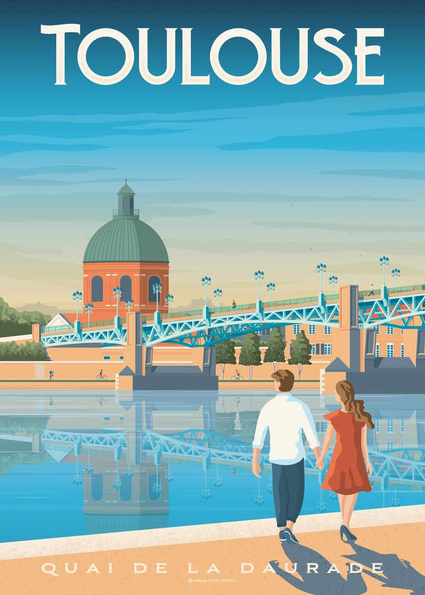 'Toulouse France Print' Poster, picture, metal print, paint by Olahoop ...