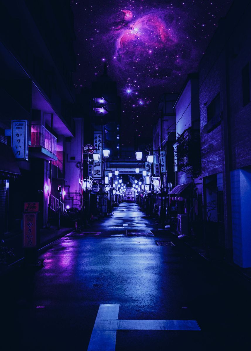 'Neon Tokyo' Poster, picture, metal print, paint by Mild worlds | Displate