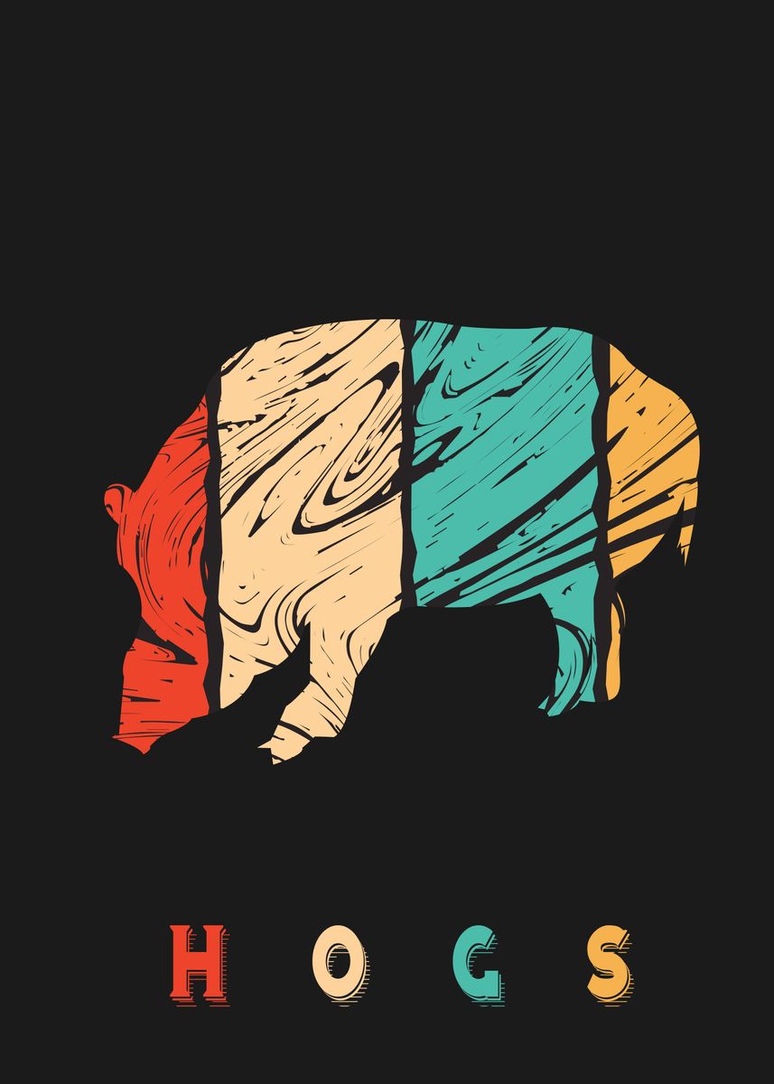 'Hogs ' Poster, picture, metal print, paint by Charmaine | Displate