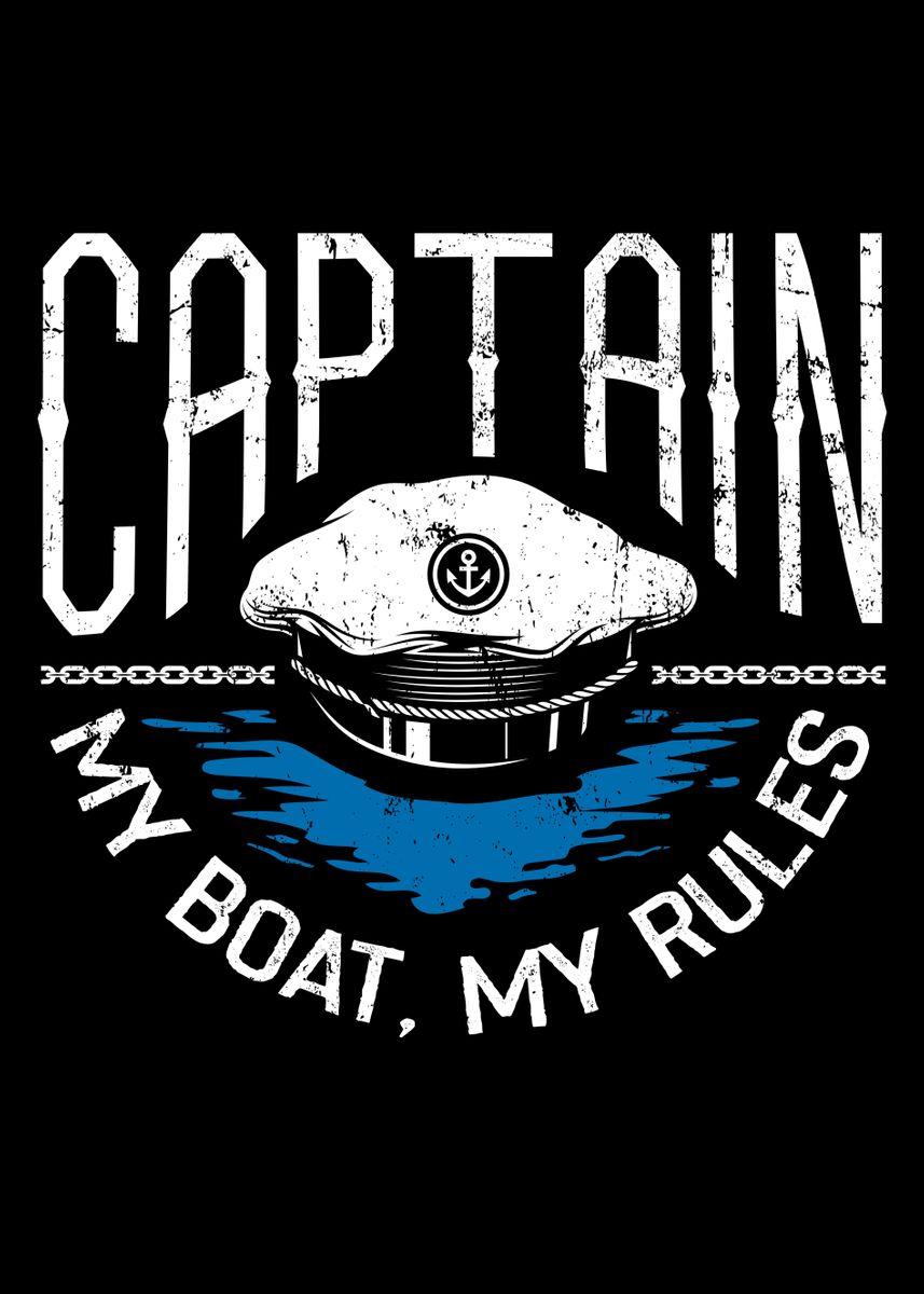'Boat Captain Motorboat' Poster, picture, metal print, paint by ...