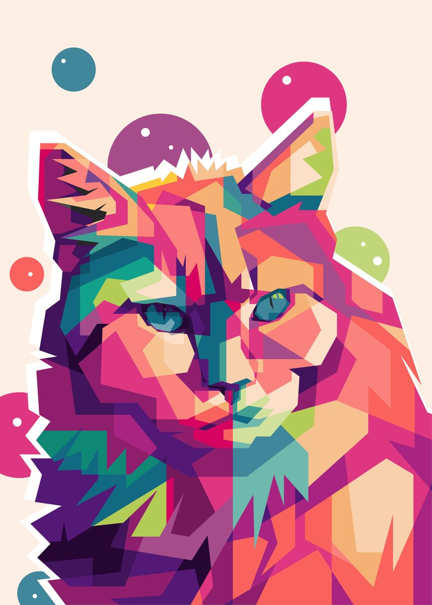 'Cat Bubble Popart' Poster by Color Work | Displate