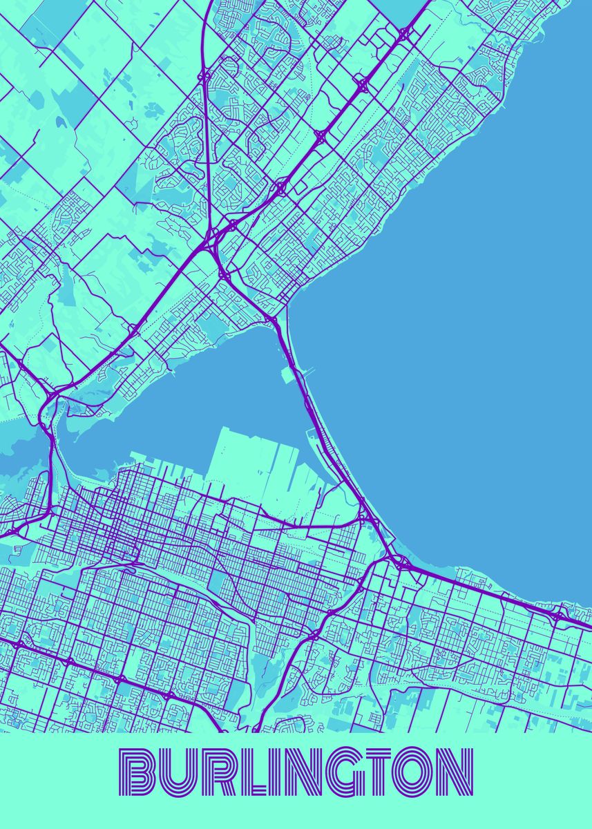 'Burlington Galaxy City Map' Poster, picture, metal print, paint by ...