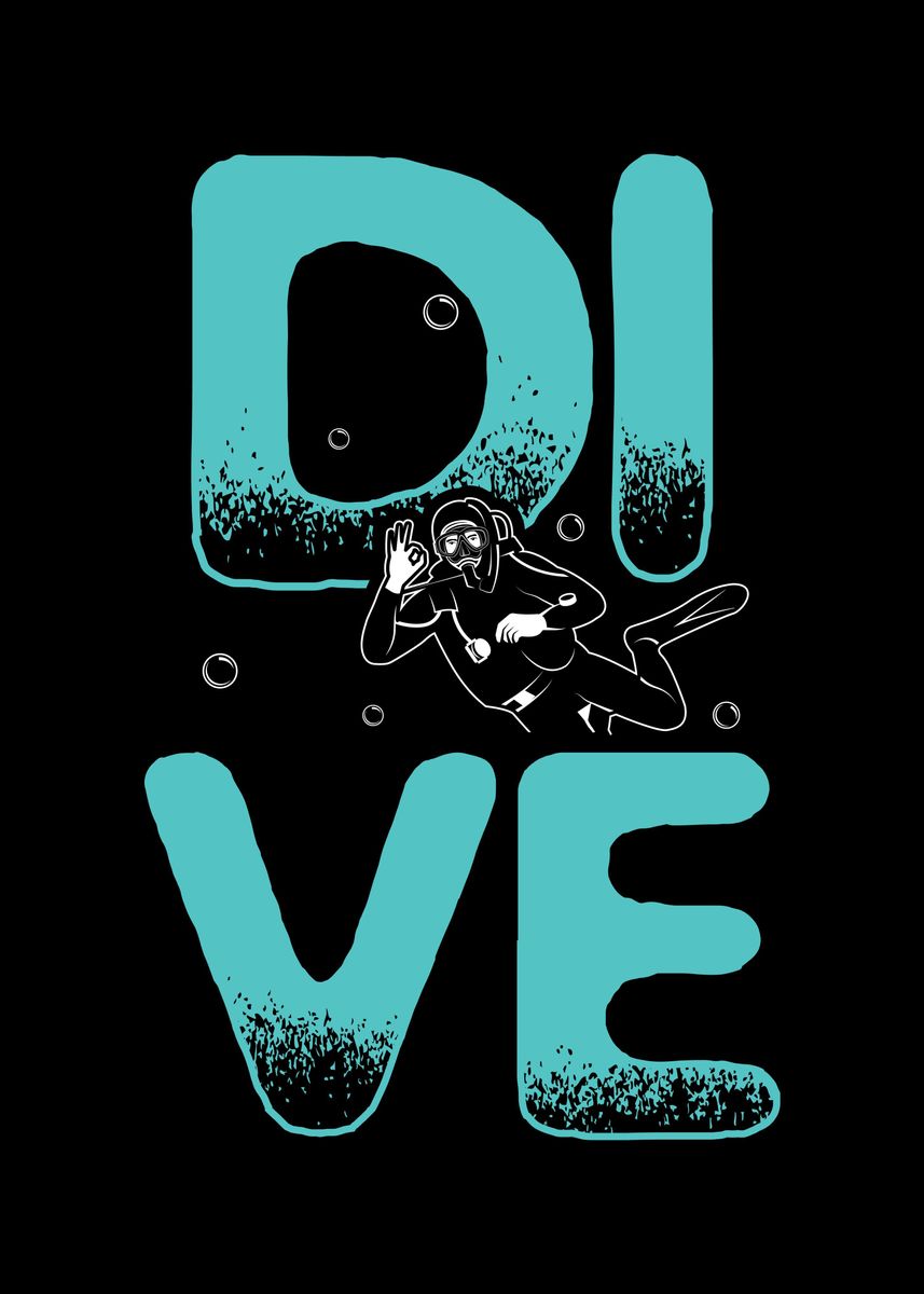 'Dive Sports Diver Gift' Poster, picture, metal print, paint by TW ...