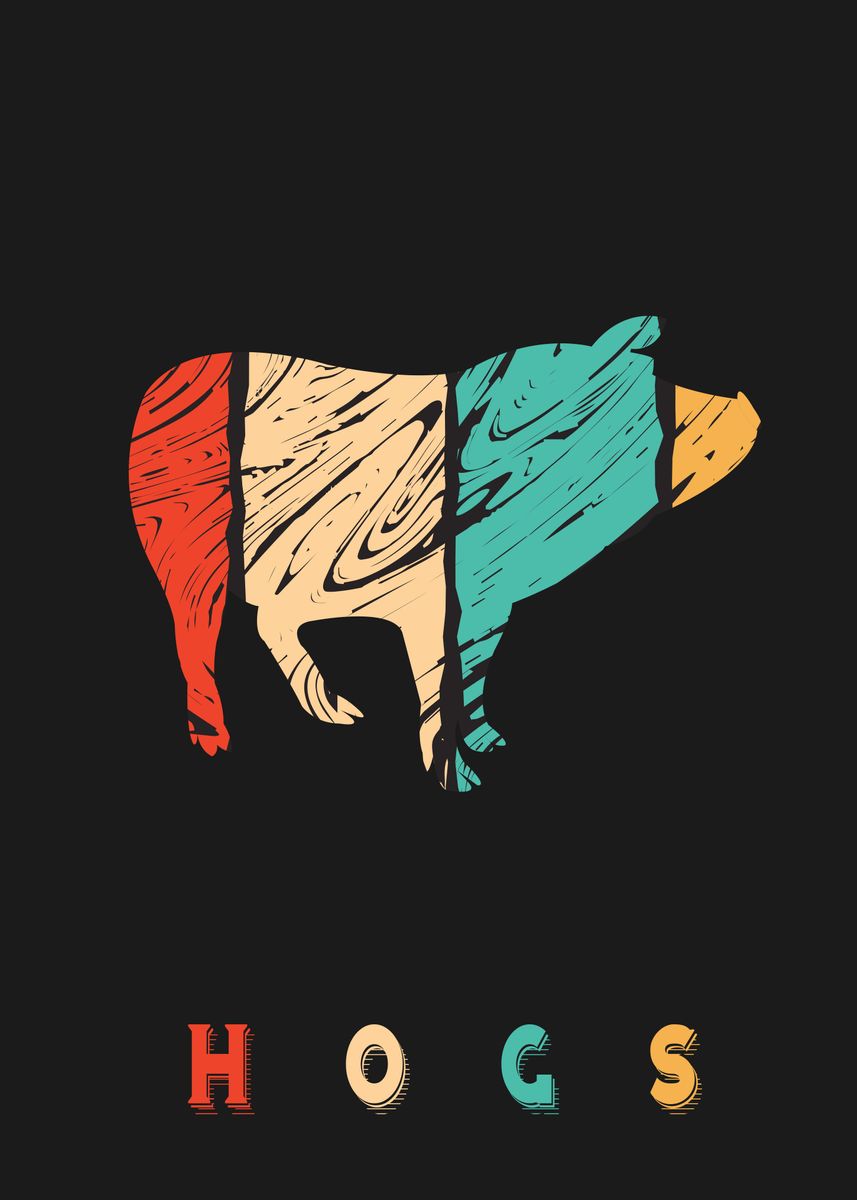 'Hogs ' Poster, picture, metal print, paint by Charmaine | Displate