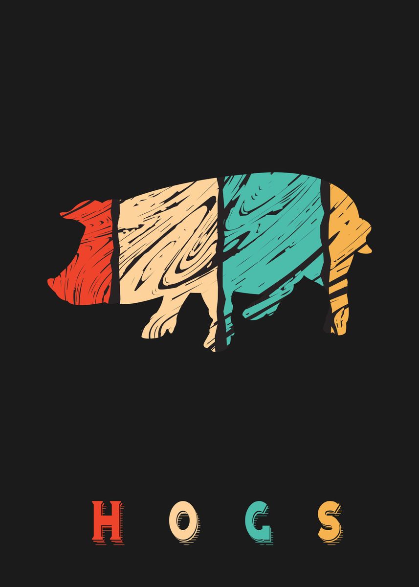 'Hogs ' Poster, picture, metal print, paint by Charmaine | Displate