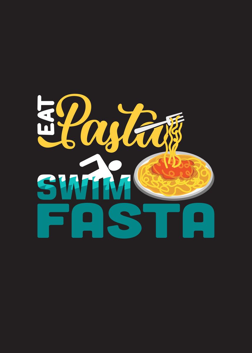 'Eat Pasta' Poster, picture, metal print, paint by Beone Digital | Displate