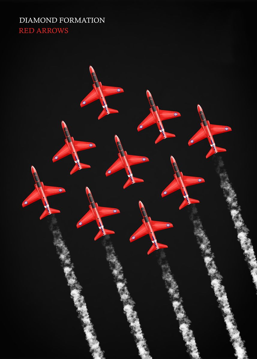 'Red Arrows Formation' Poster, picture, metal print, paint by ...