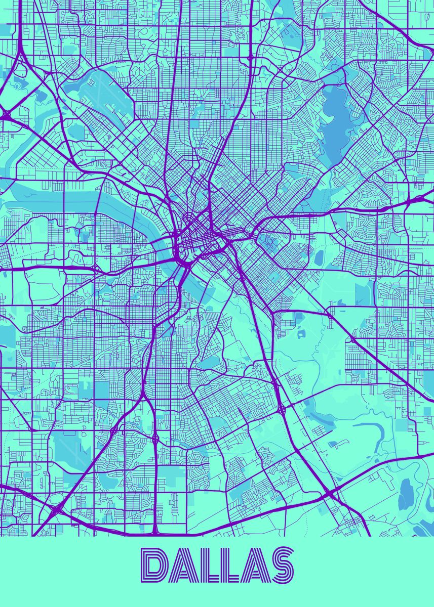 'Dallas Galaxy City Map' Poster, picture, metal print, paint by Tien ...
