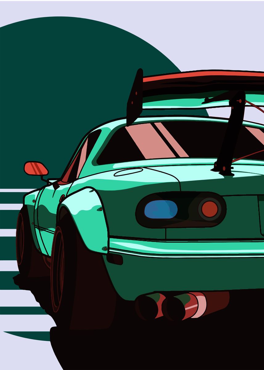 'Mazda Miata' Poster, picture, metal print, paint by D Aym | Displate