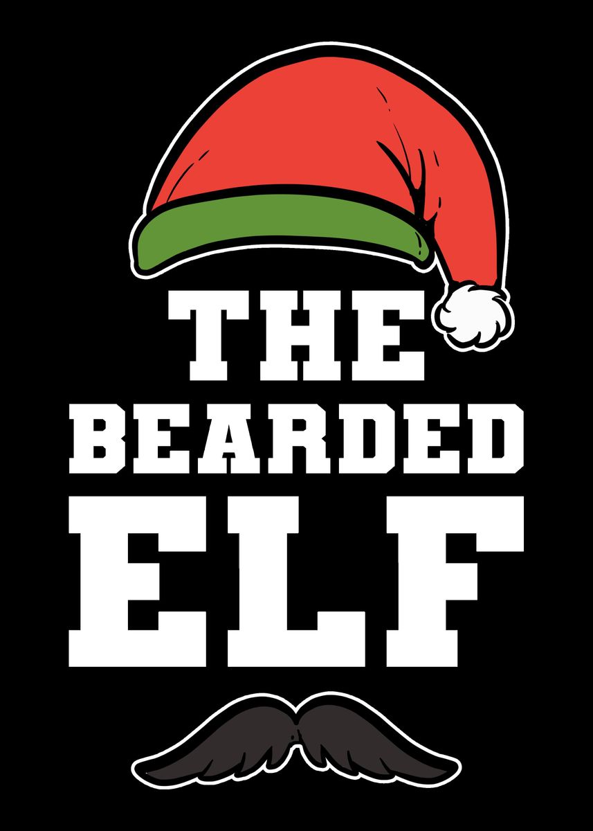 'The Bearded Elf Christmas ' Poster, picture, metal print, paint by ...