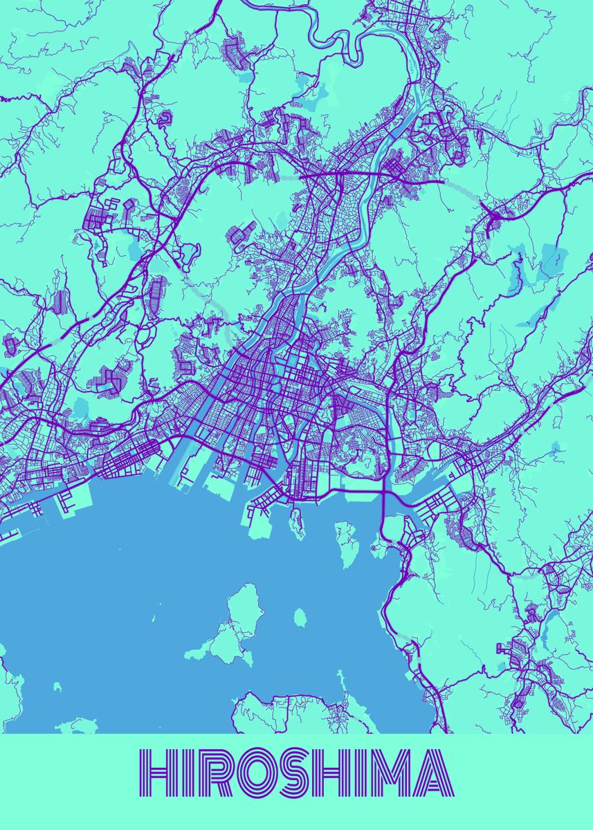 'Hiroshima Galaxy City Map' Poster, picture, metal print, paint by Tien ...